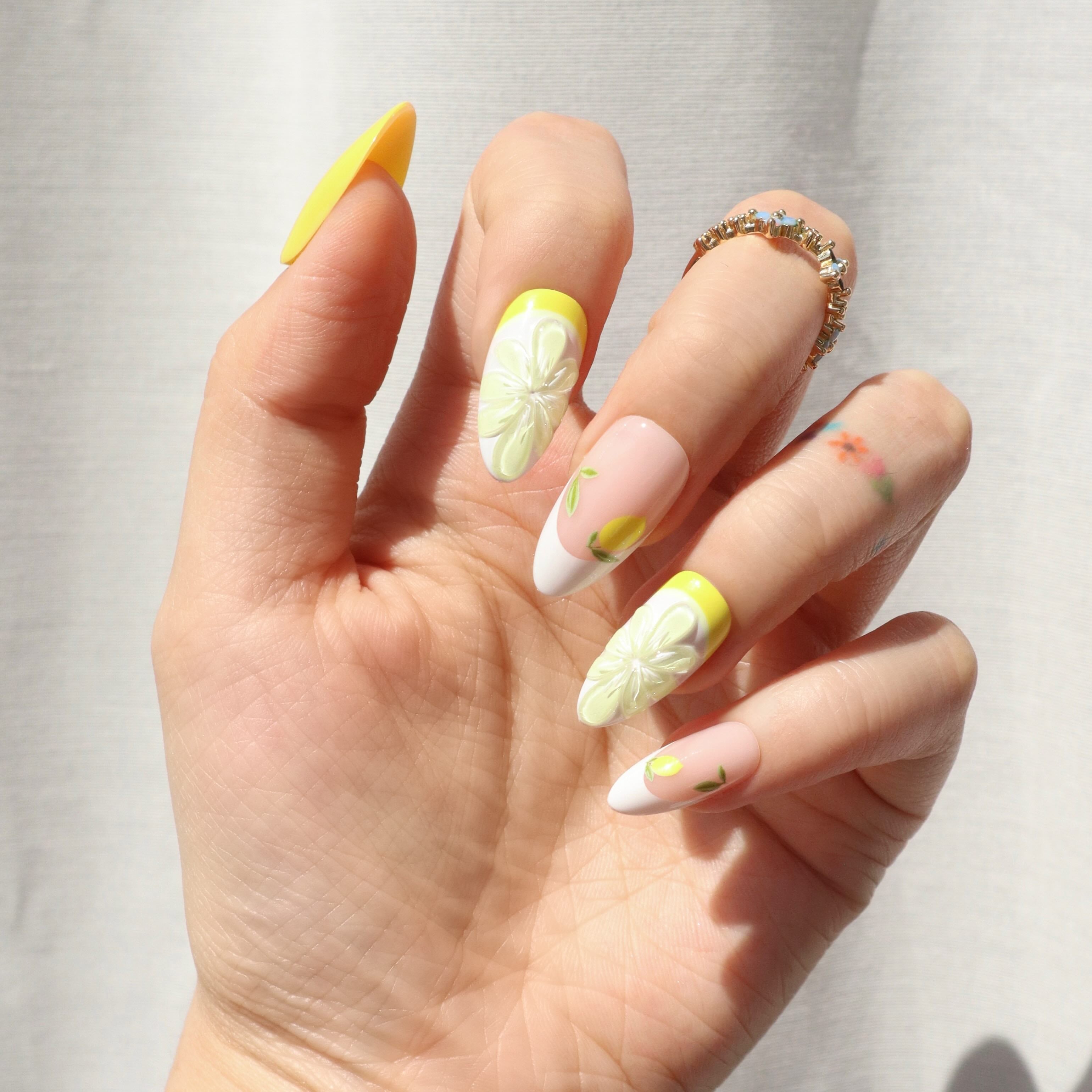 Lemon Squeezy - Medium Almond Press-Ons | Nail Reformation