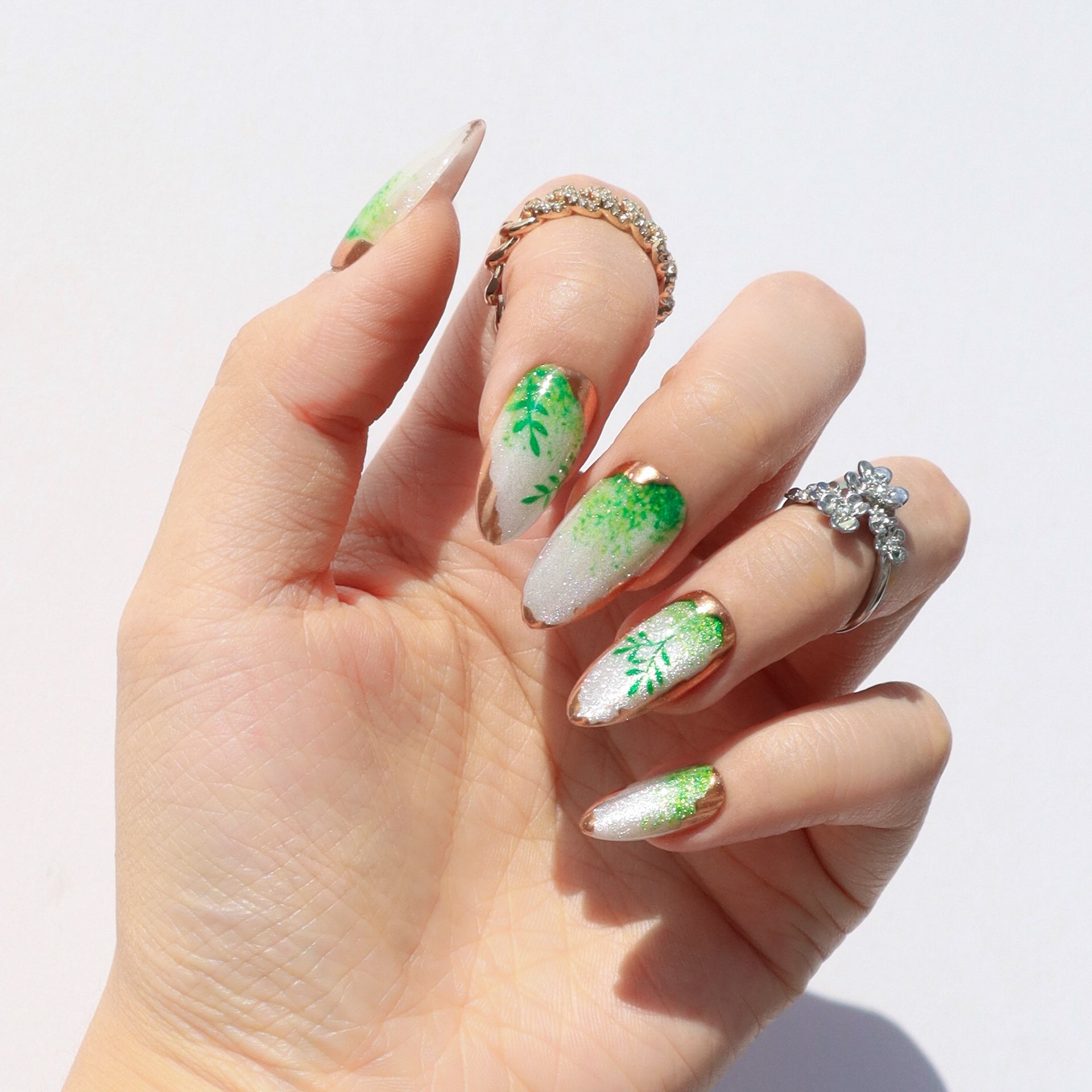 Foil Forest – Medium Almond Press-Ons | Nail Reformation